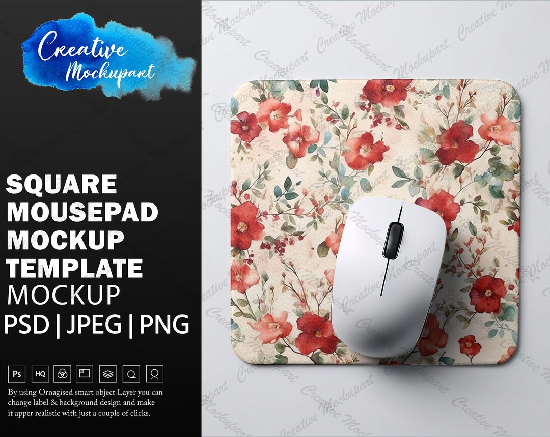 Square Mousepad Mockup Template | Add Your Own Image and Background via ...