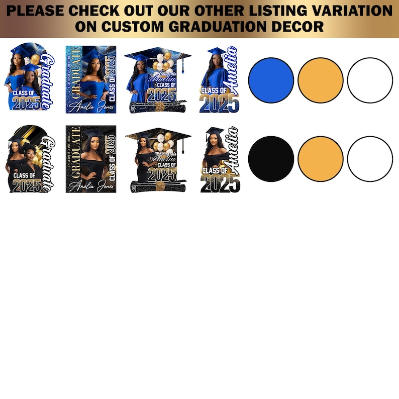 Custom Shape Graduation Decor Canva Template Bundle, Name Cutout, Grad ...