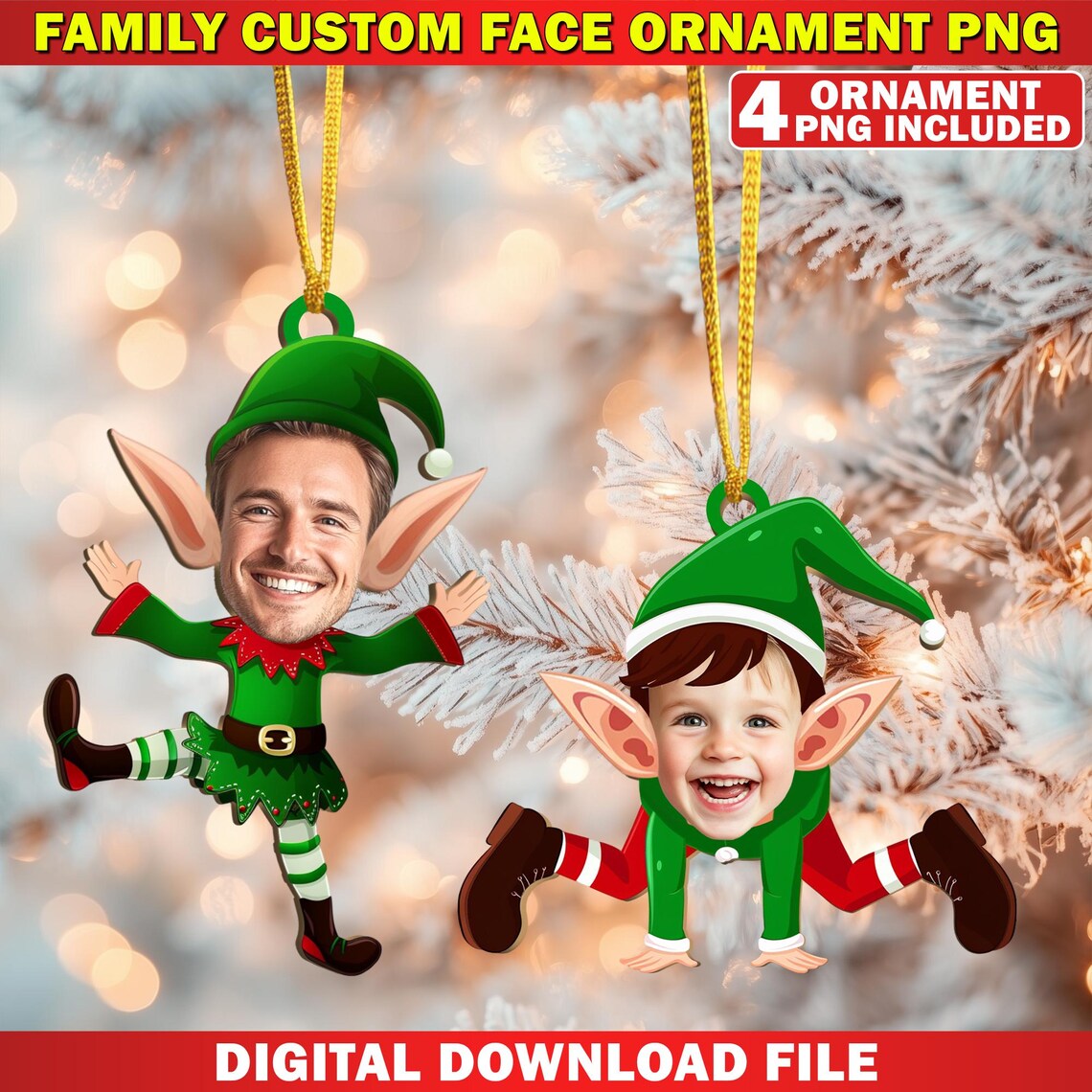 Christmas Add Your Own Personalized Family Funny Elf Photo Ornament ...