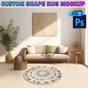 All in 1 Shape Rug Mockup | Room Carpet Mockup | Living Room Custom Rug ...