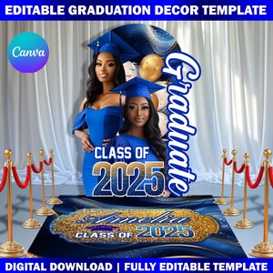 Custom Shape Graduation Decor Canva Template Bundle, Name Cutout, Grad ...