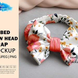 Ribbed Bowhead Wrap Mockup | Bow Mockup | Kids Head Wrap Mockup | Hair ...