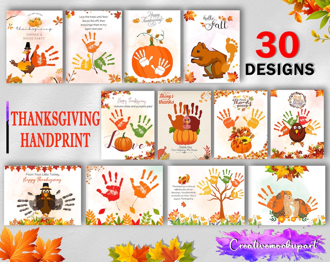 Thanksgiving Handprint Footprint Art & Craft Bundle| 30 Fall Craft ...