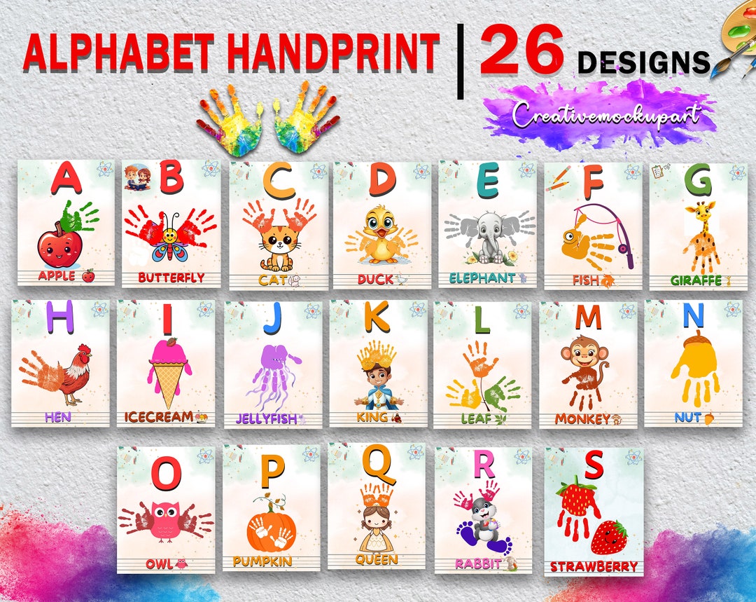 A to Z Alphabet Handprint Art & Craft Book Letters Kids Classroom ...