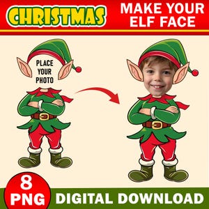 Christmas Add Your Own Photo Face, DIY Elf Yourself PNG Bundle, Elf ...