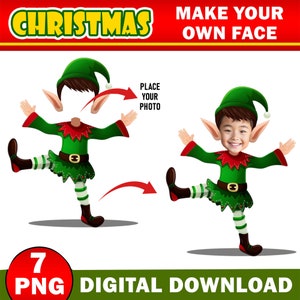 Christmas Add Your Own Photo Face, DIY Elf Yourself PNG Bundle, Elf ...