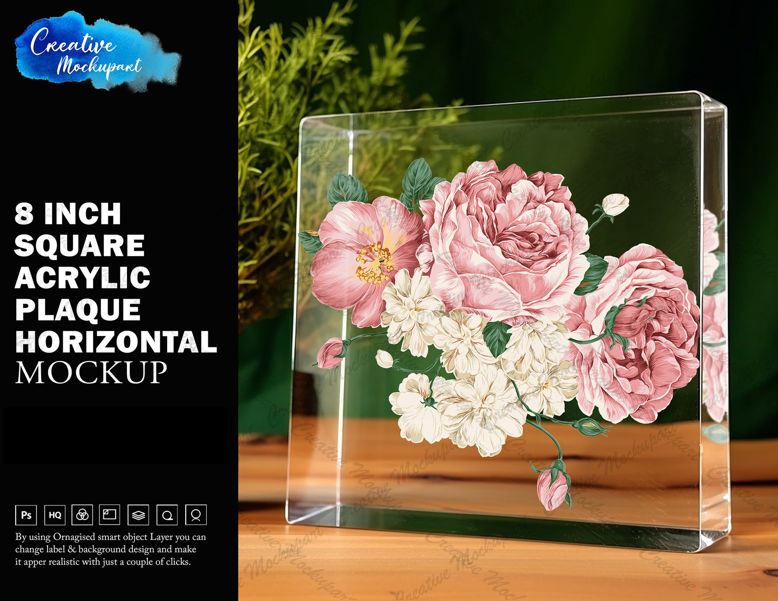 Canva Frame 8" Square Acrylic Plaque Mockup for Dye Sublimation/vinyl ...