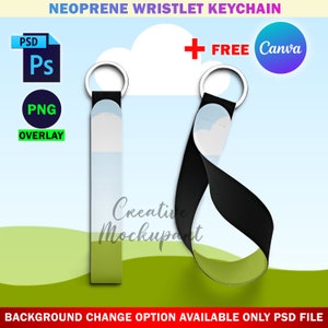 Dye Sublimation Neoprene Wristlet Keychain Mockup, Keychain Wristlet ...