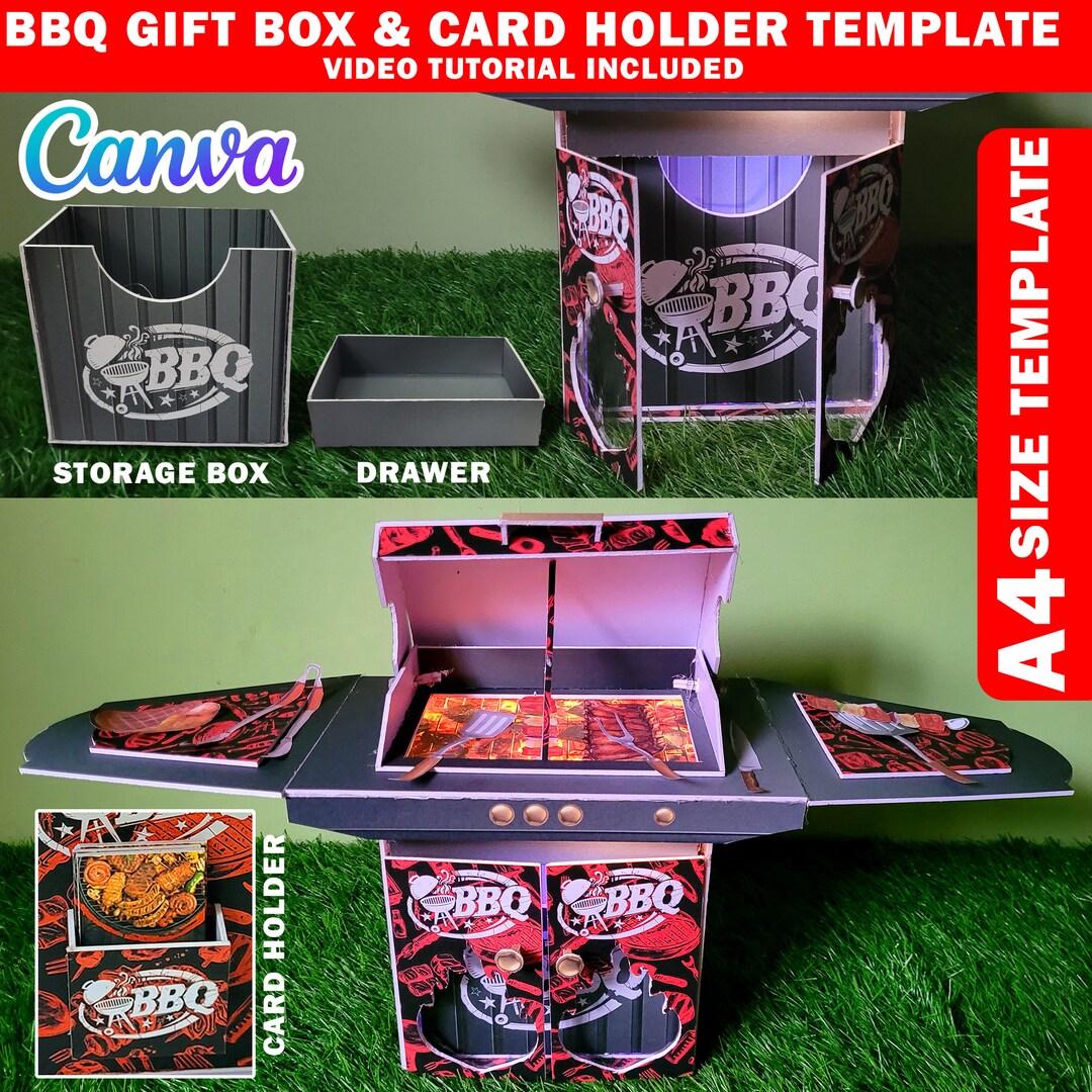 BBQ Grill Gift Box A Gift Card Holder Design Template, Foam Board ...