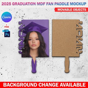 2024 Canva Graduation MDF Fan Mockup, Grad Paddle Mockup for ...