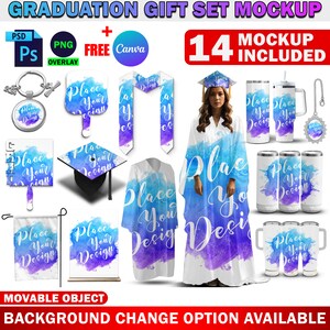 Dye Sublimation Graduation Gift Set Mockup Bundle, Grad Stole, Fan, Pin ...