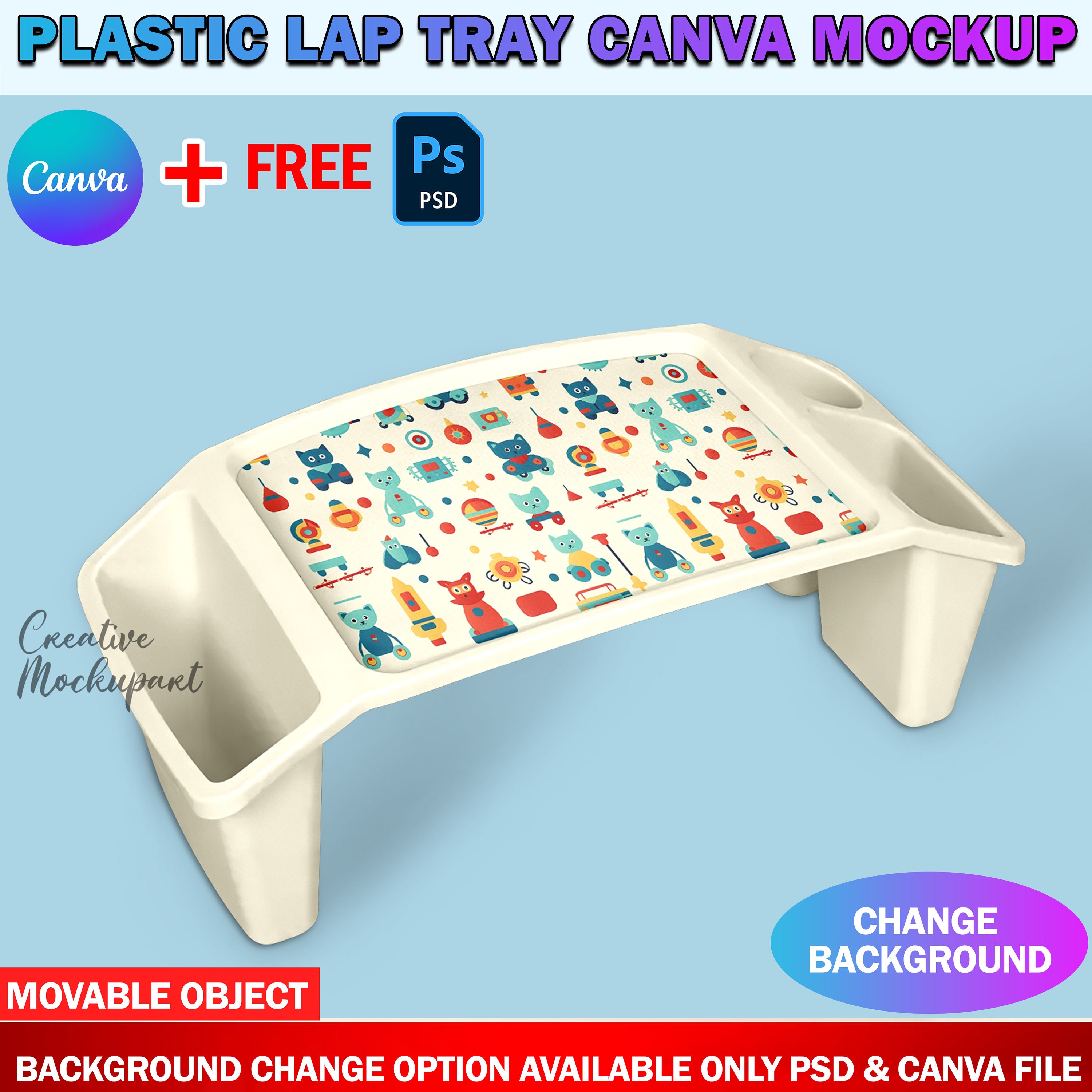 Canva Plastic Lap Tray Mockup, Learning Tray Mockup, Portable Study ...
