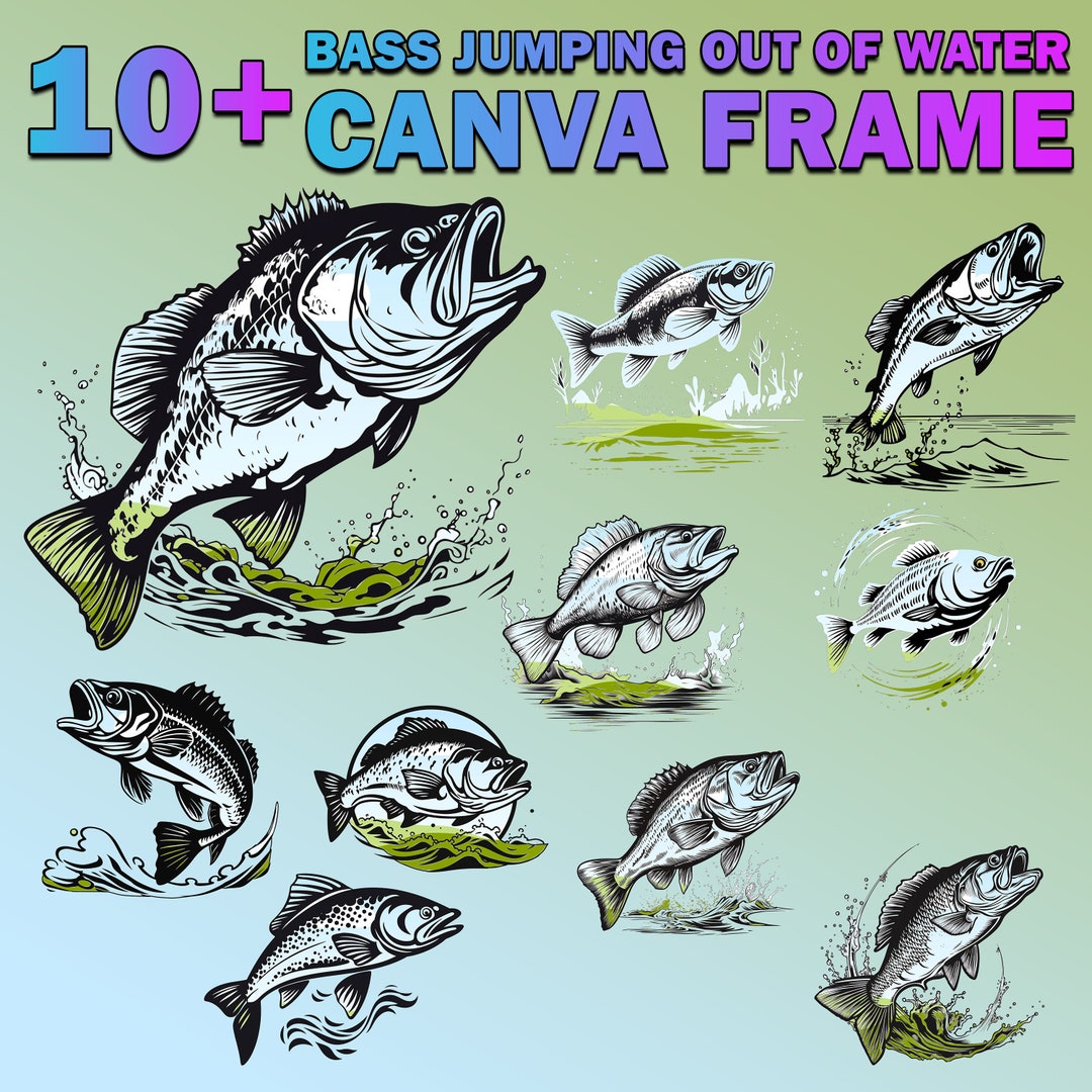 DIT Canva Bass Jumping Out of Water Design Bundle | Make Your Own ...