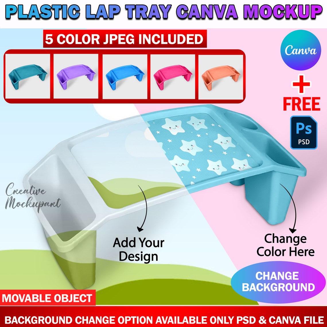 Canva Plastic Lap Tray Mockup, Learning Tray Mockup, Portable Study ...