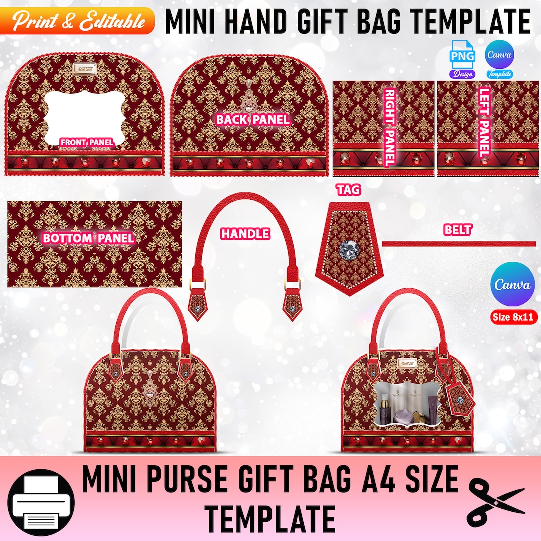 Fashion Purse Gift Bag Box Template, DIY Designer Handbag Gift Box ...