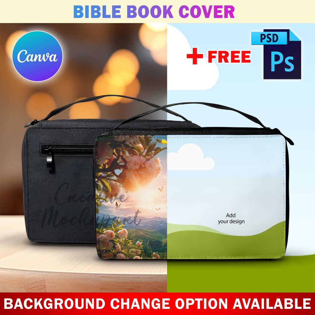 Canva Bible Book Cover Mockup, Bible Cover Bag Mockup for Sublimation ...