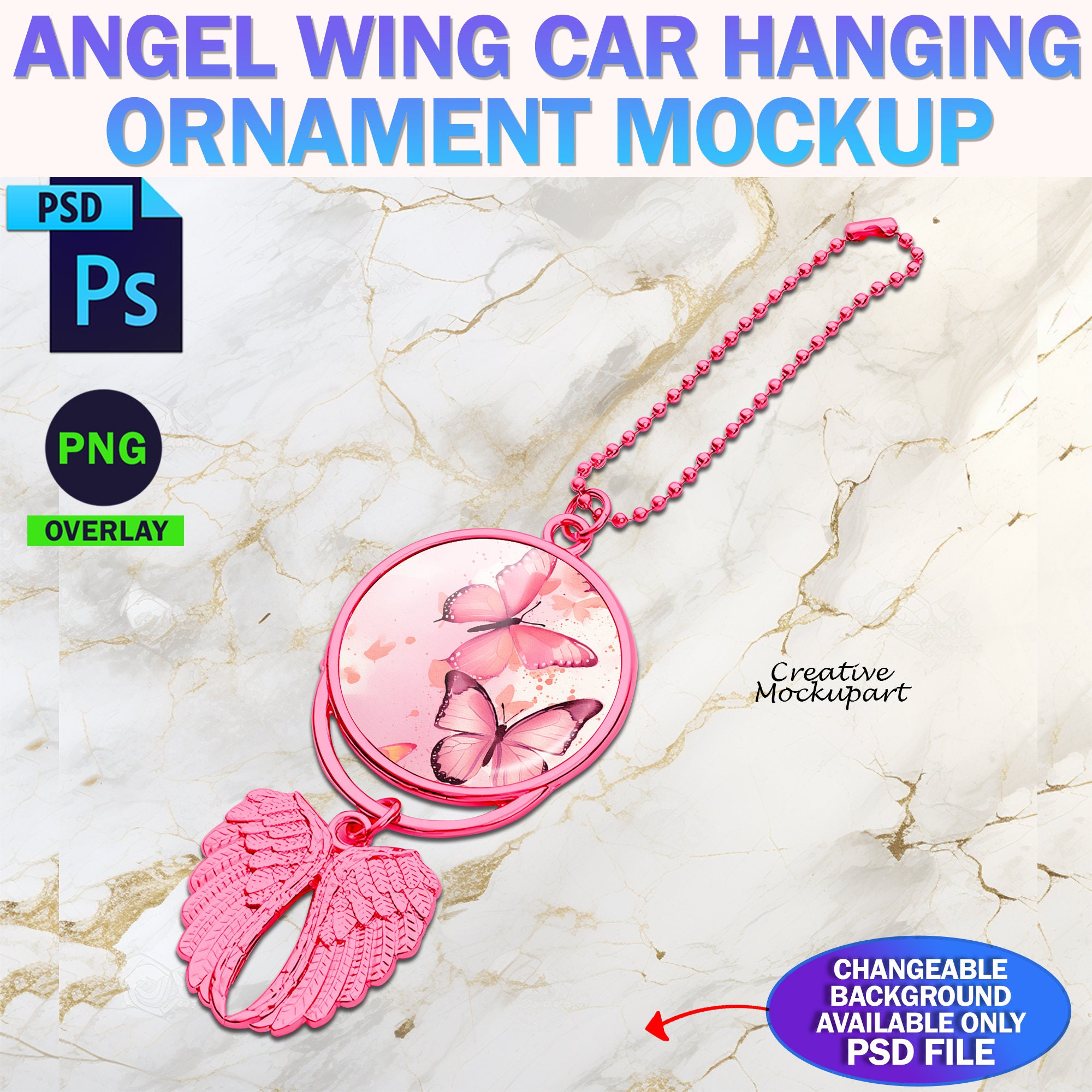 Dye Sublimation Angel Wing Car Hanging Ornament Mockup, Hanging Mirror ...