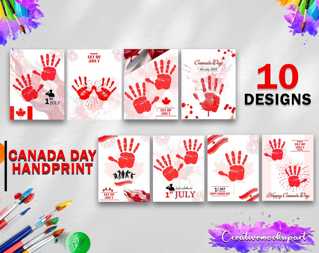 Canada Day Handprint Footprint Art & Craft Bundle 10 Design of Canada ...