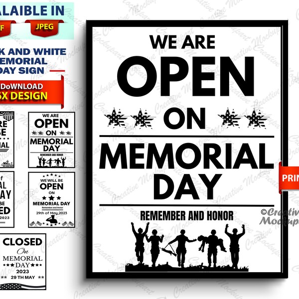 Memorial Day Business Closed Sign - Etsy