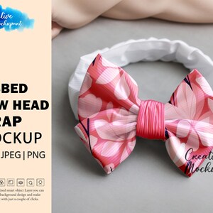 Ribbed Bowhead Wrap Mockup | Bow Mockup | Kids Head Wrap Mockup | Hair ...