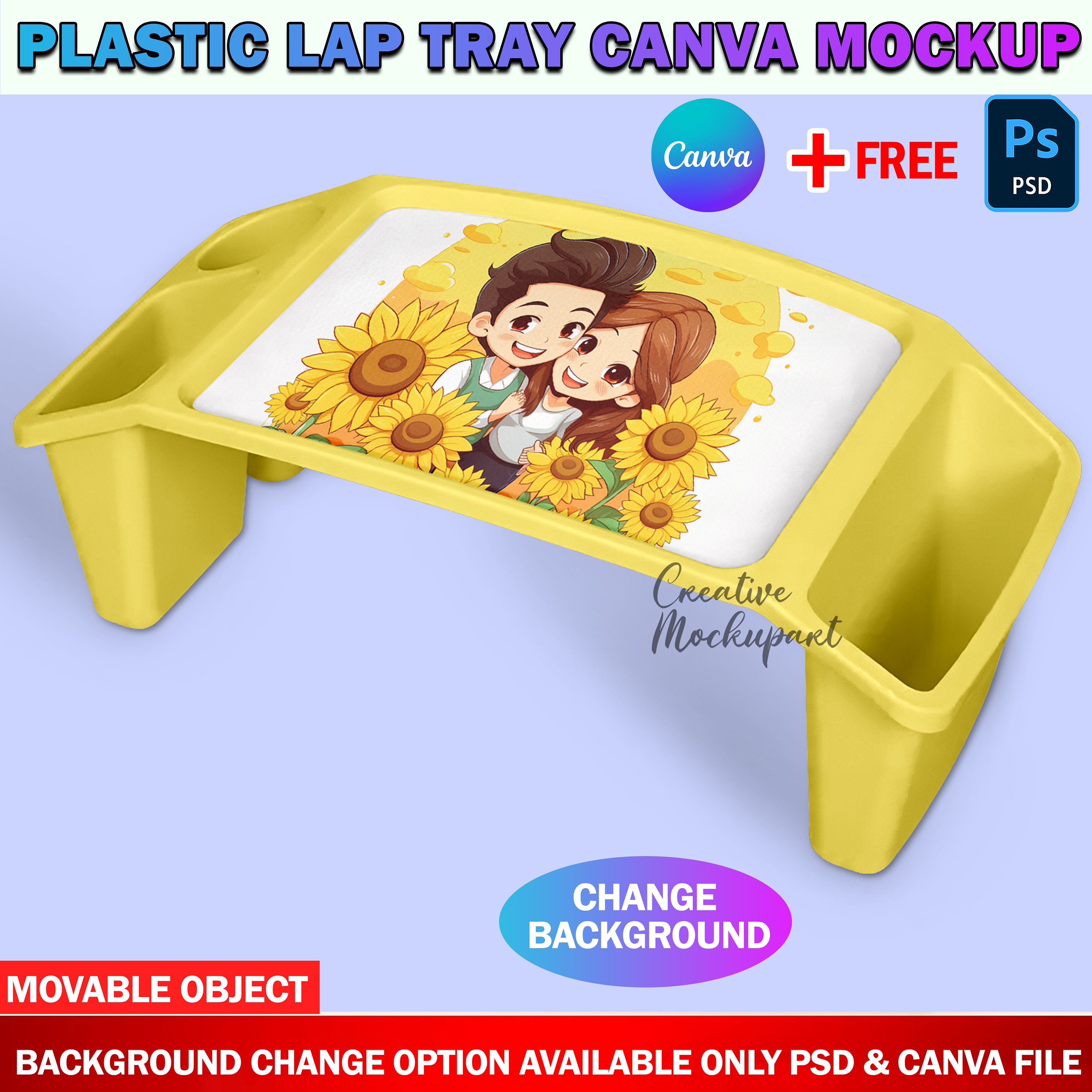 Canva Plastic Lap Tray Mockup, Learning Tray Mockup, Portable Study ...