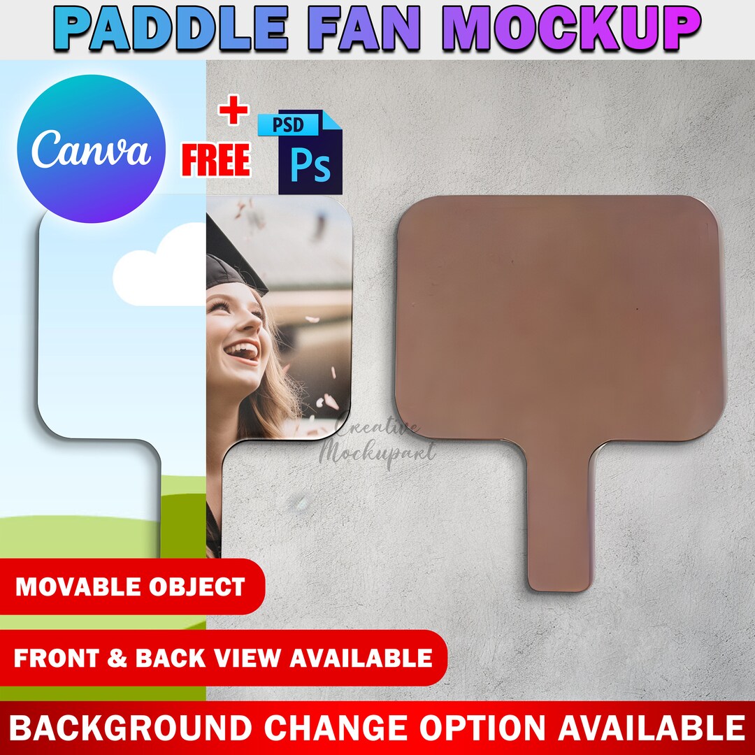 Dye Sublimation Canva Paddle Fan Mockup, Church, Memorial Graduation ...
