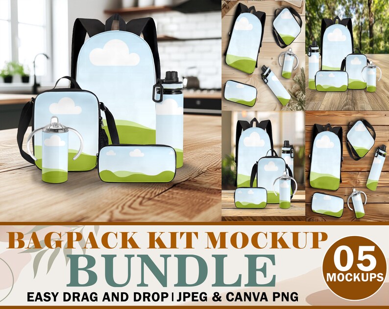 Canva Back to School Kit Mockup Scene, Dye Sublimation School Bag Kit ...