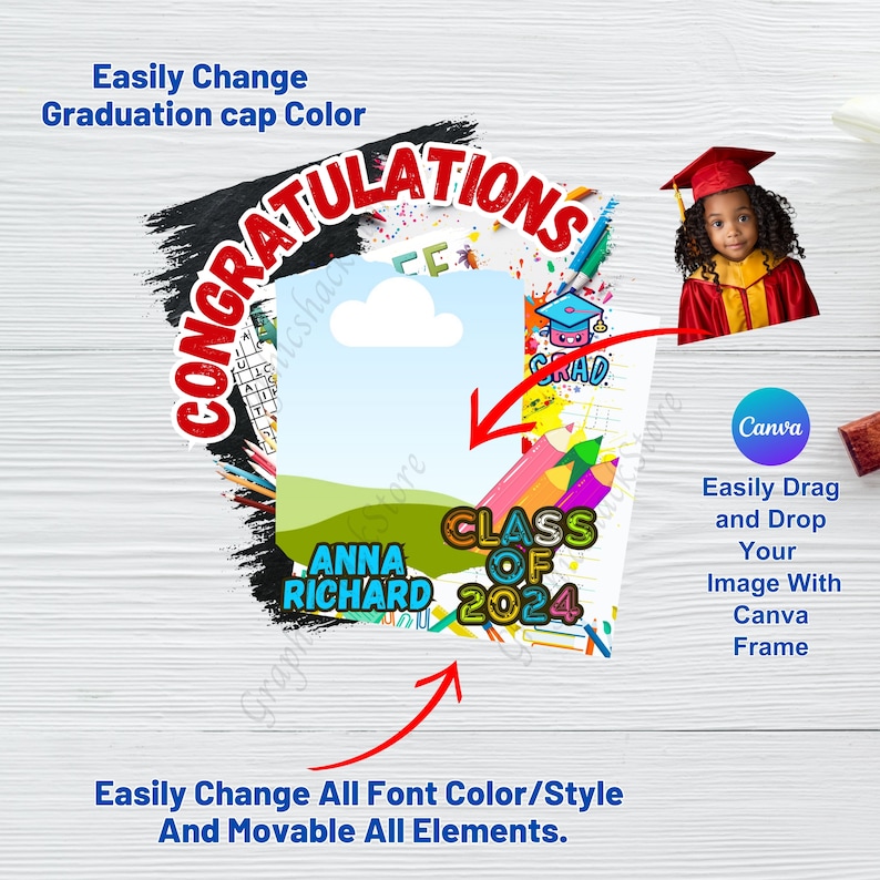 Class of 2024 Kids Graduation Template, Digital Download, Grad Flyer, T ...