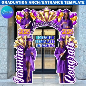 Graduation Entrance Arch Design Canva Template, Purple & Gold ...