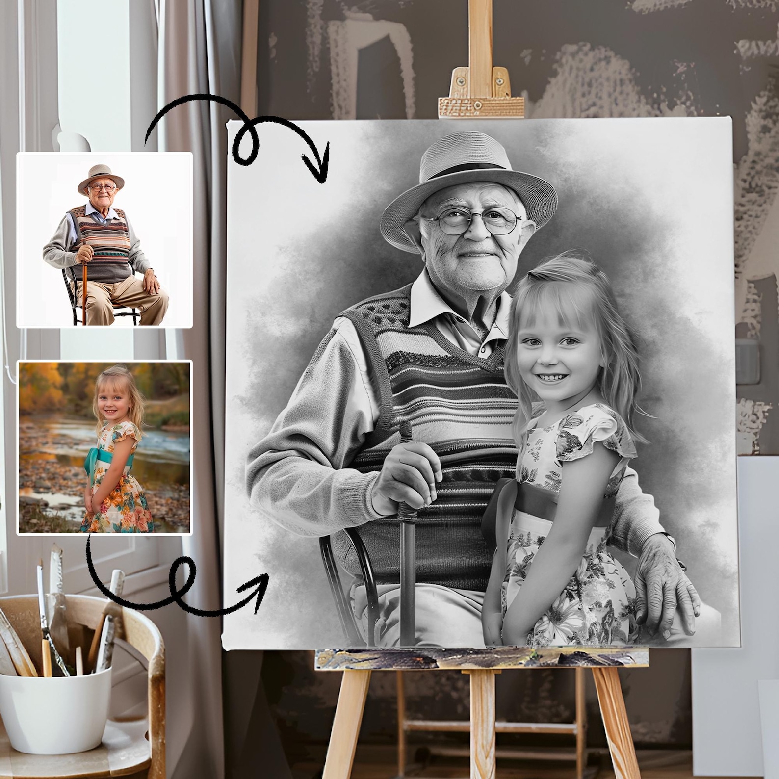 Custom Memorial Portrait, Add a Loved One to Your Photo, Memorial ...