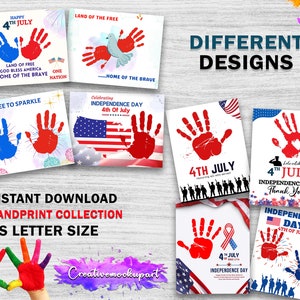 4th of July Handprint Footprint Art Crafts Bundle Patriotic Crafts ...