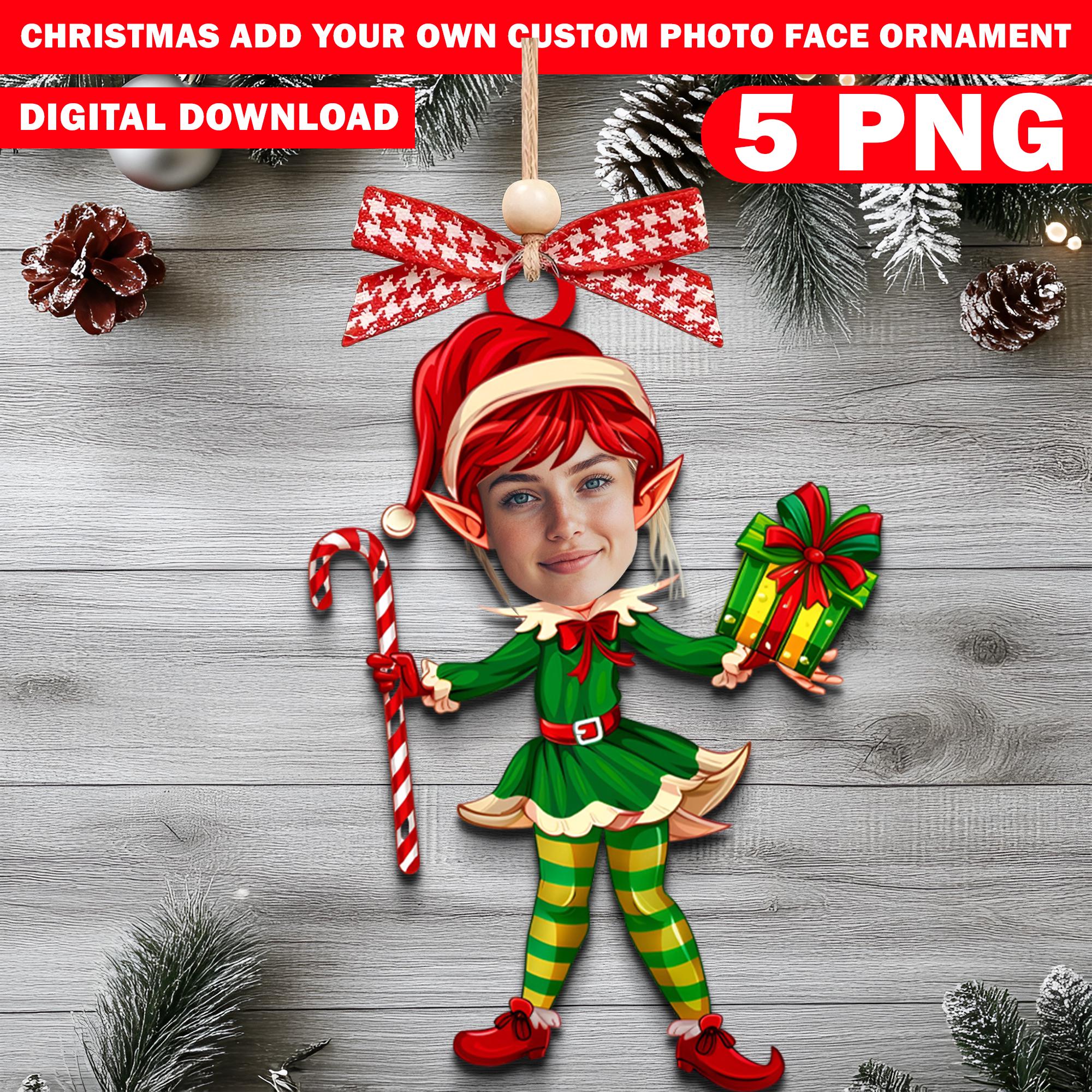 DIY Christmas Add Your Own Custom Photo Face Ornament, Elf Yourself PNG ...