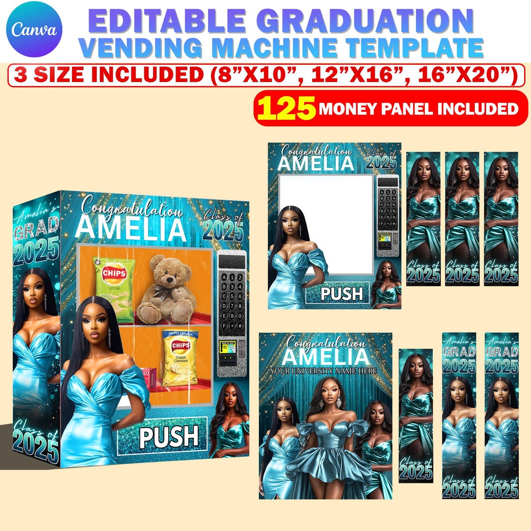 Canva Graduation Vending Machine Template, 2025 Senior DIY Graduation ...