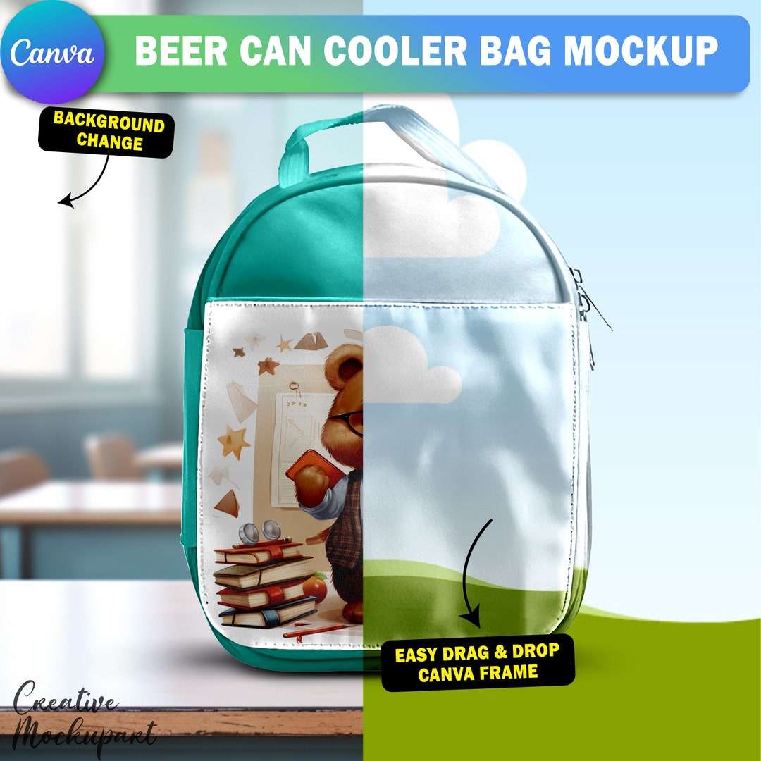 Canva Dye Sublimation Bento Bag Lunch Bag Mockup, Neoprene Picnic Bag ...