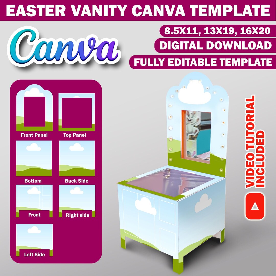 Easter Vanity Gift Box Canva Template, Foam Board Easter Basket Gift ...