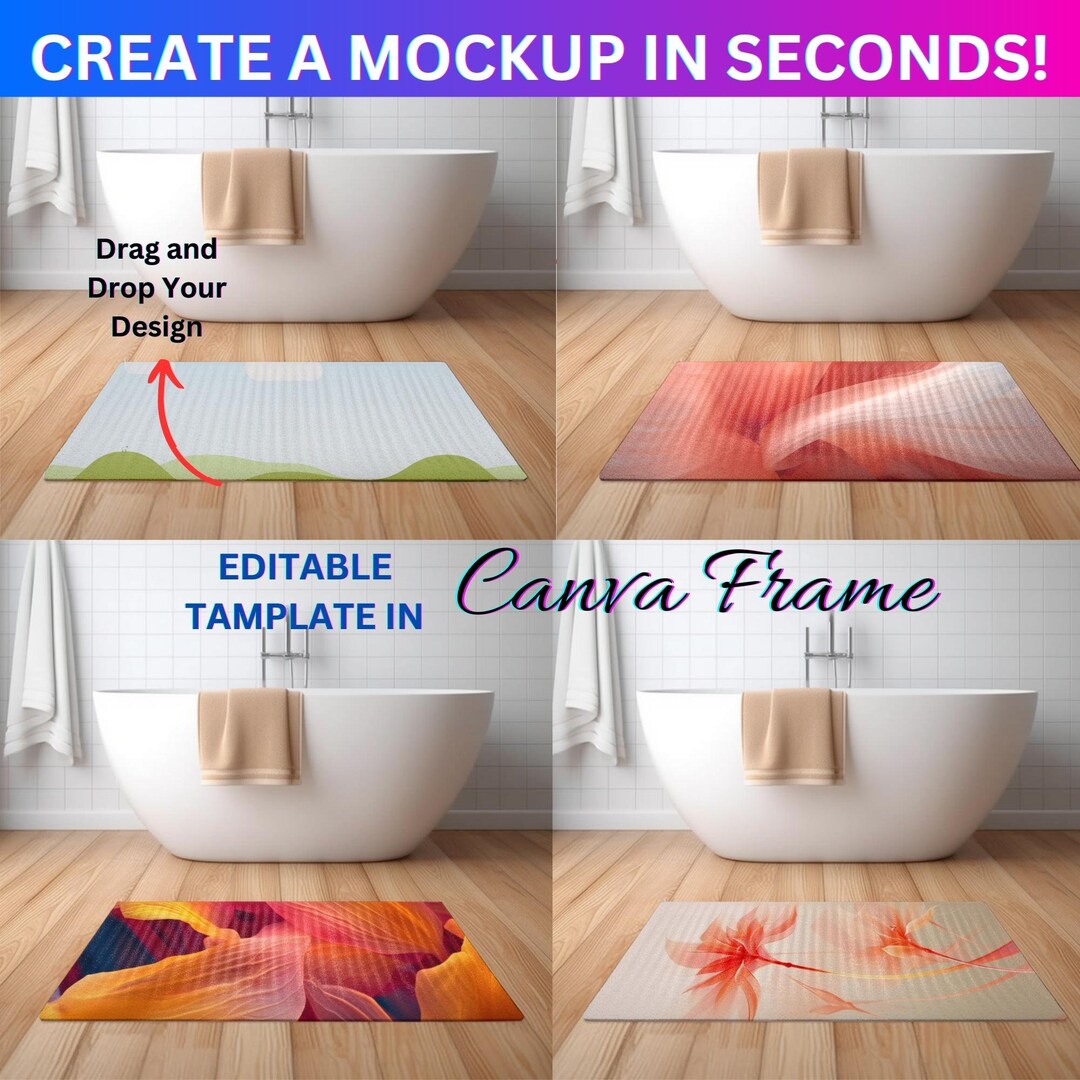 Canva Frame Bathroom Rug Mockup | Bathroom Carpet Mockup | Rug/carpet ...