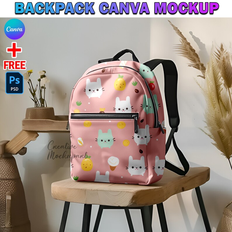 30x Canva Dye Sublimation AOP Backpack Mockup Bundle, AOP Backpack for ...