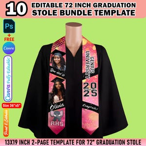 10X PSD Graduation Stole Template Design Bundle for Graduation Sash ...