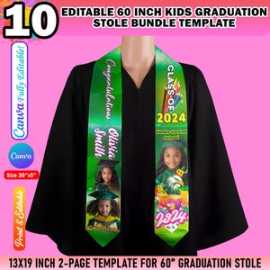 10 Pre-k & Kindergarten Kids Graduation Stole Design Bundle, Kids Sash ...