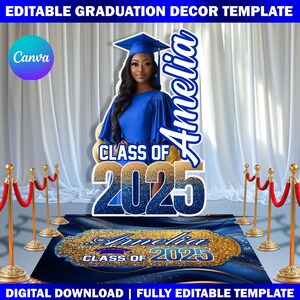 Custom Shape Graduation Decor Canva Template Bundle, Name Cutout, Grad ...