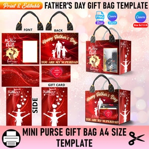 Happy Father's Day Gift Box Template, Designer Handbag With Gift Card ...