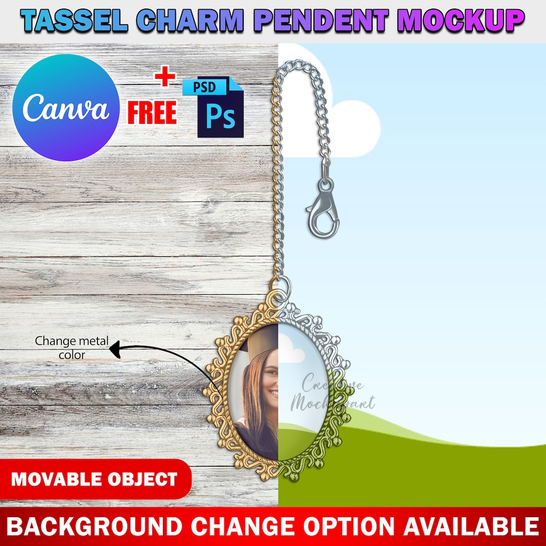 Dye Sublimation Canva Graduation Tassel Charm Pendent Mockup ...