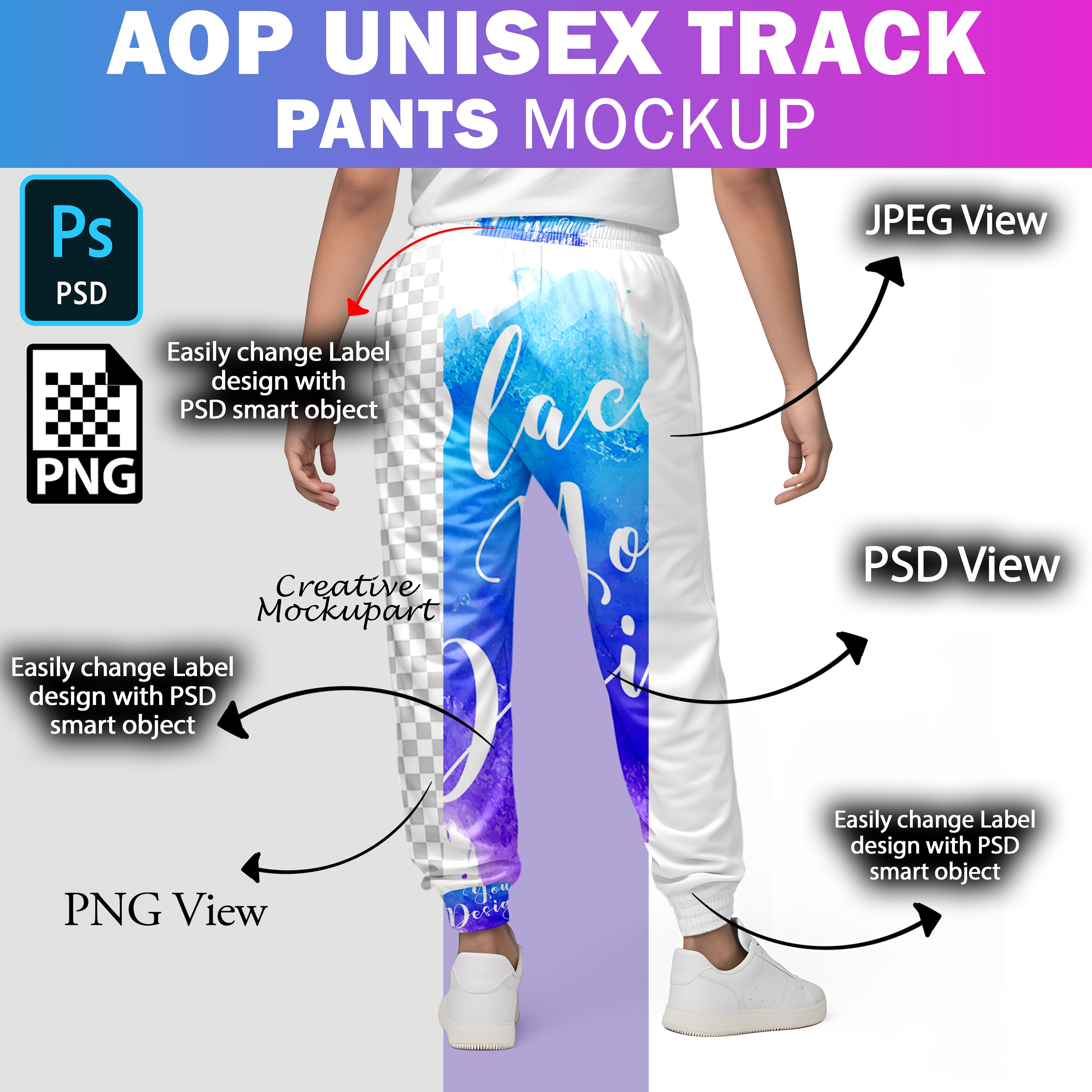 All-over Print Unisex Track Pants Mockup | POD Track Pants Mockup for ...