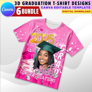 6x Graduation 3D Shirt Design Bundle, Grad T-shirt Design Canva ...