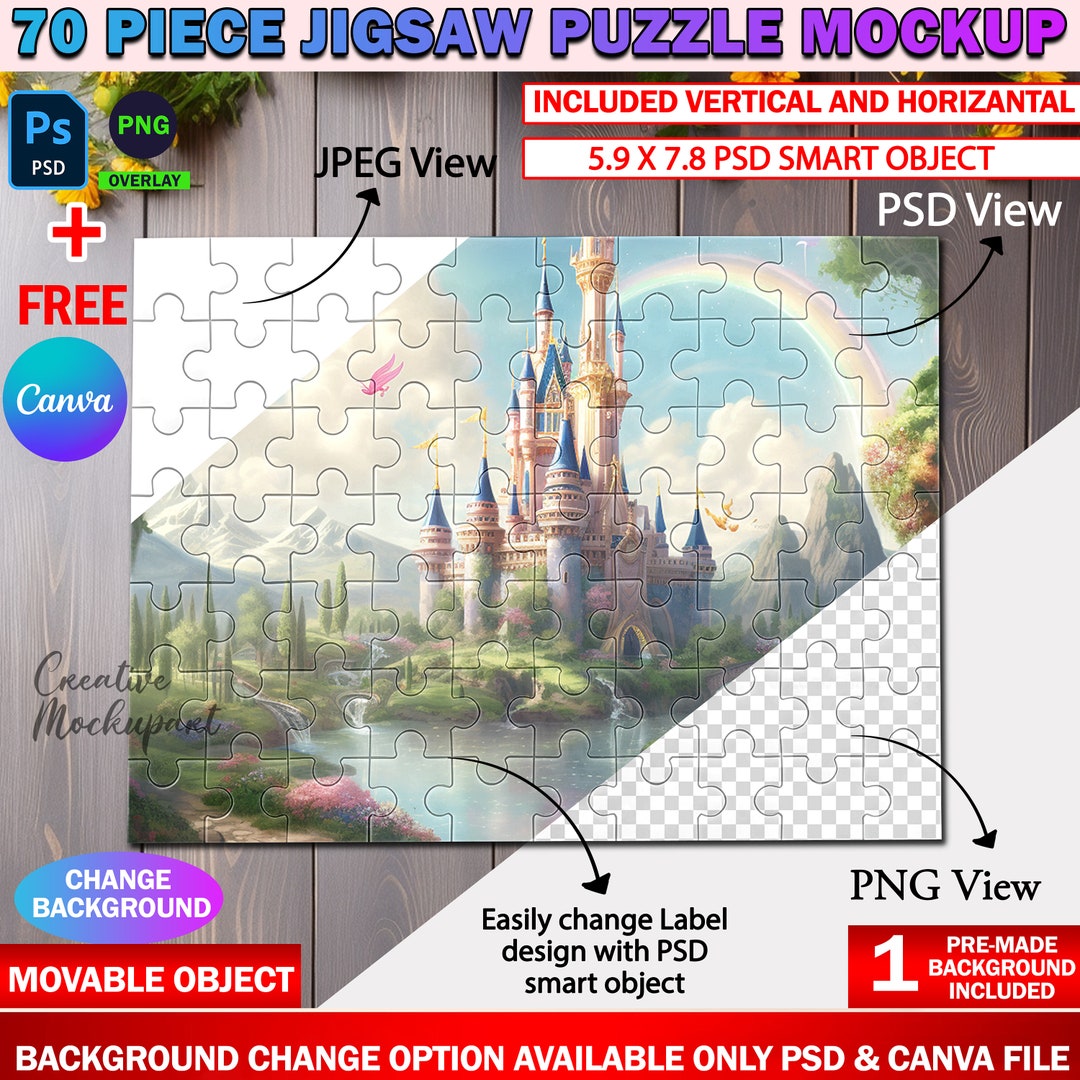 Dye Sublimation 70 Piece Puzzle Mockup, Jigsaw Puzzle Template, Insert ...