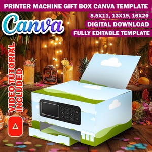 Printer Gift Box Canva Template, Foam Board Mother's Day Gift Box ...