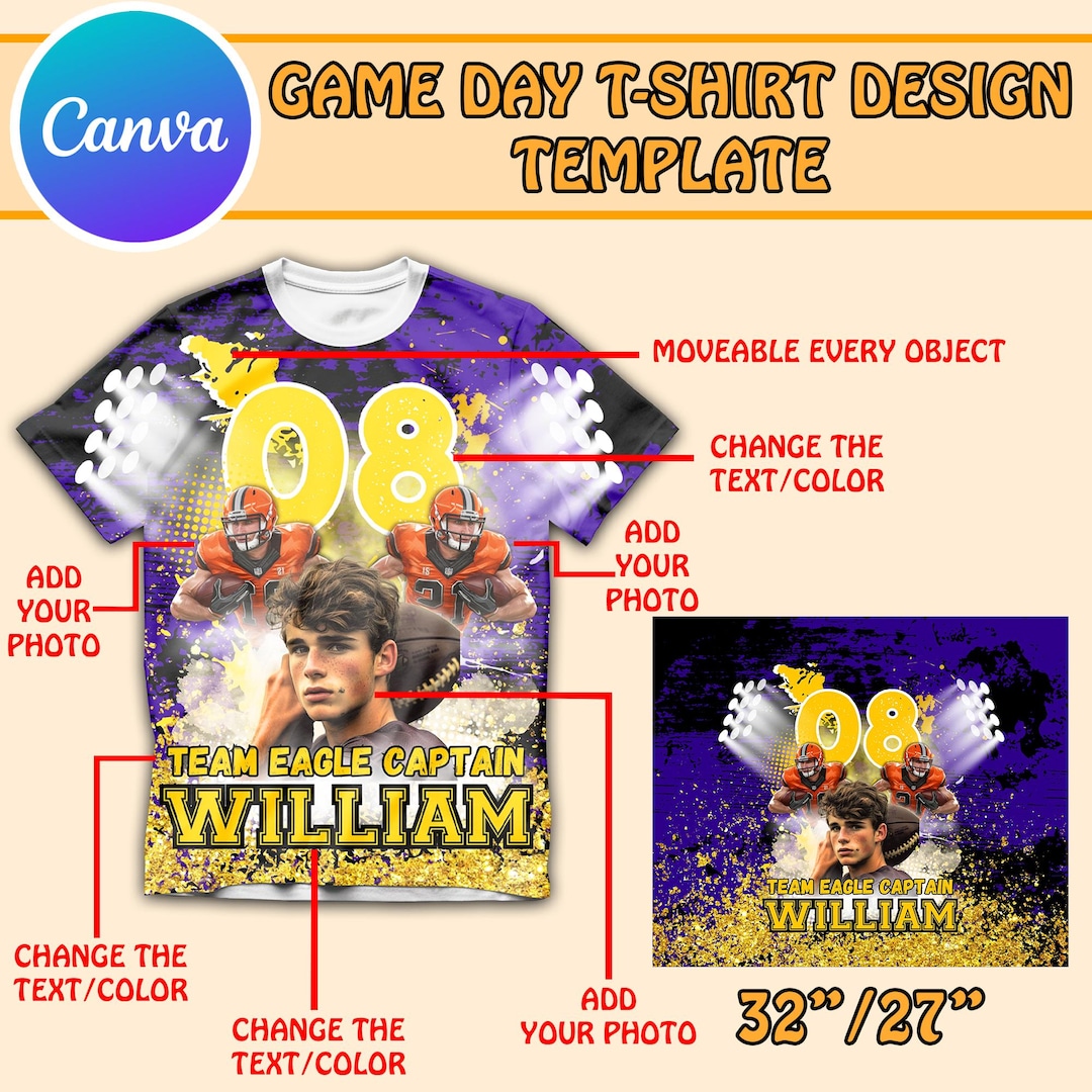 3d All Over Print Football Game Day Design Template, Football T Shirt ...