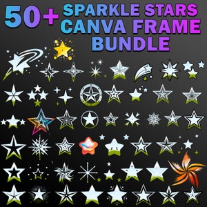 50 Canva Frames Sparkle Star Template Bundle | Make Your Own Bright ...