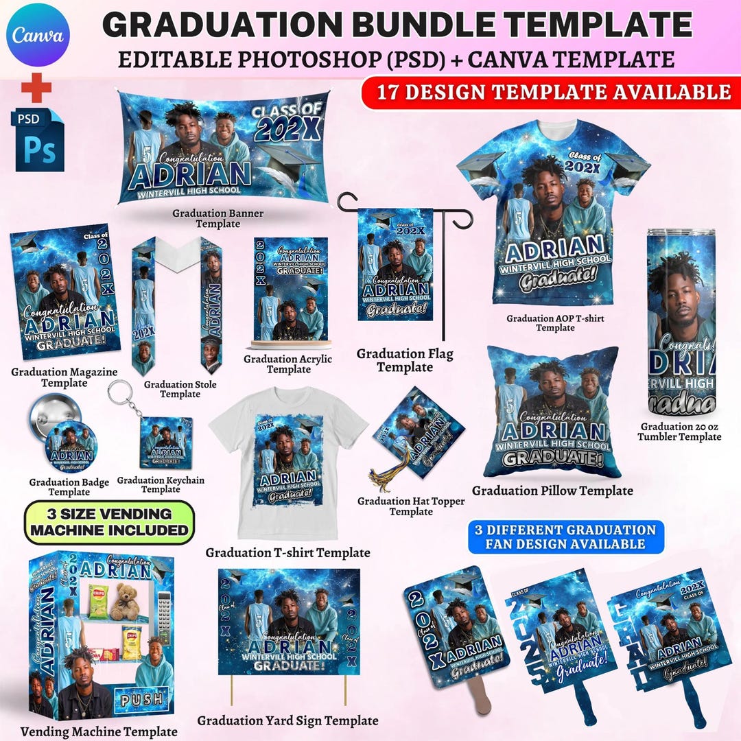 Graduation Design Bundle 2025, Editable Graduation Sublimation Pack ...