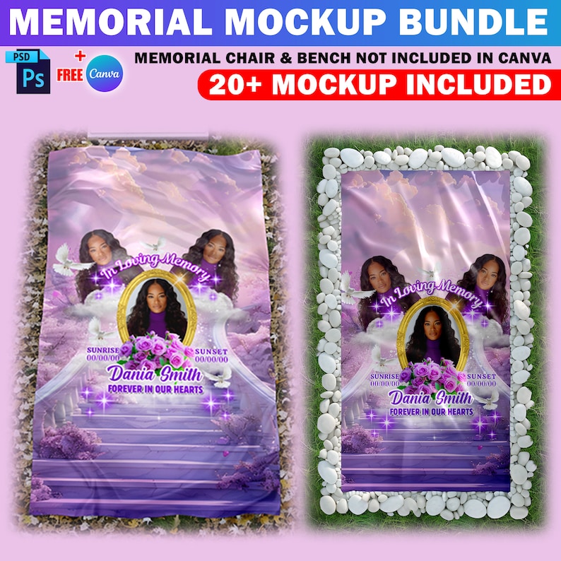 Memorial Mockup Bundle, Memorial T Shirt, Pendant, Pillow, Grave ...